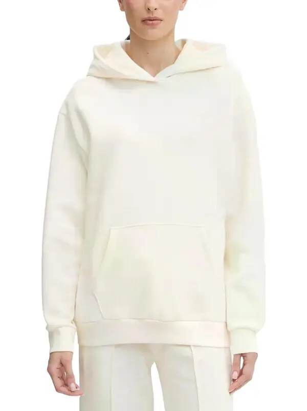 Guess Logo-embroidered Pouch-pocket Hoodie - Neutrals
