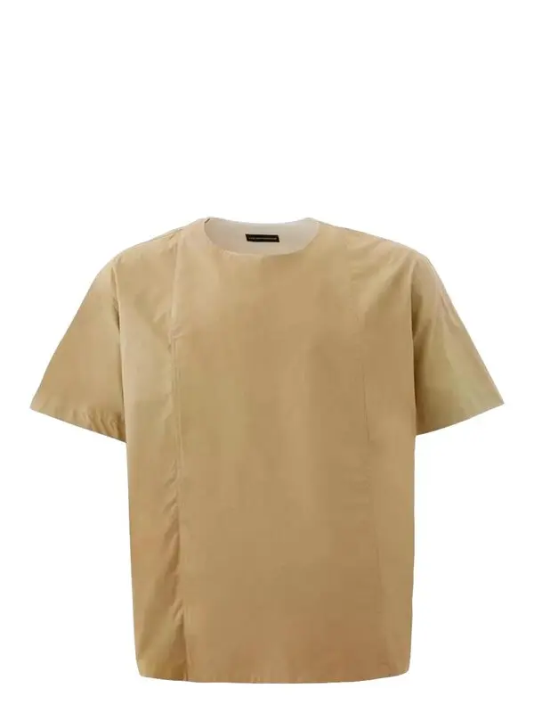 Emporio Armani Logo-patch Panelled T-shirt - Brown