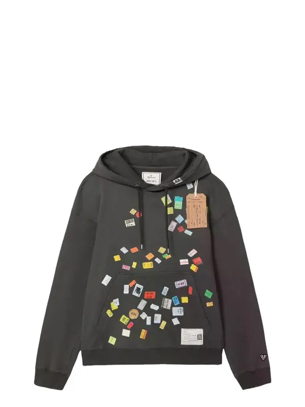 Mihara Yasuhiro Price-tag Sticker Printed Hoodie - Black