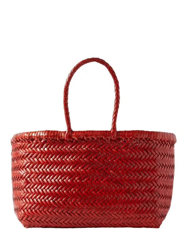 Dragon Diffusion Small Woven Leather Tote - Red
