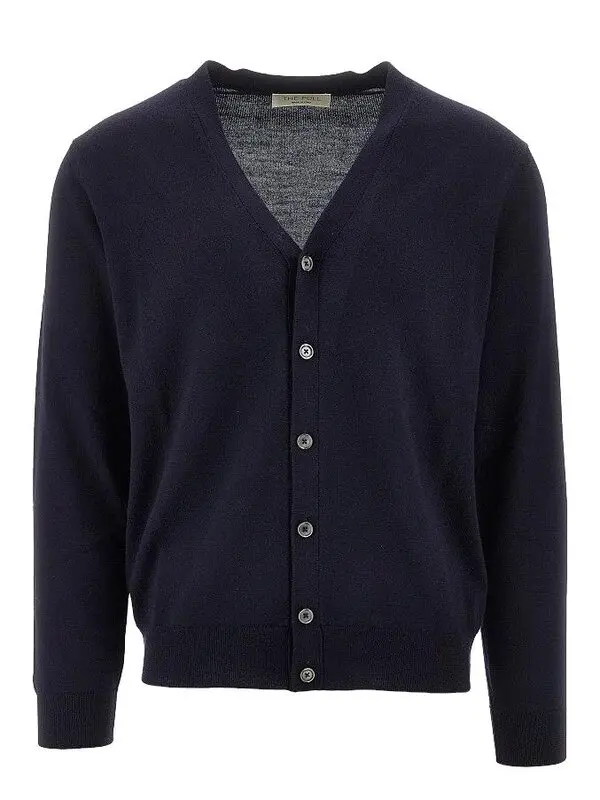 THE PULL Merino Wool Knitted Cardigan - Blue