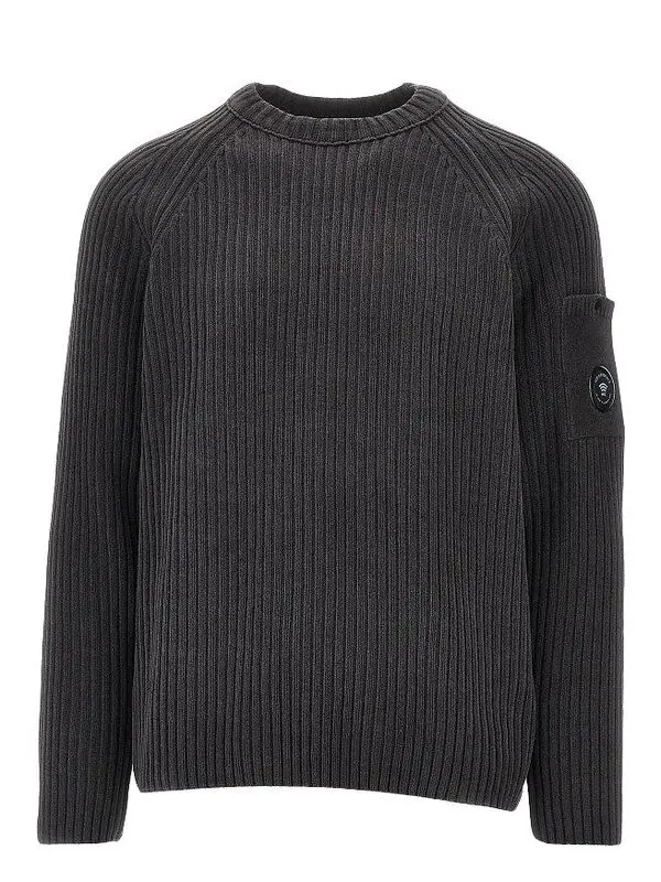 C.P. COMPANY Ribbed Cotton Chenille Weater - Black
