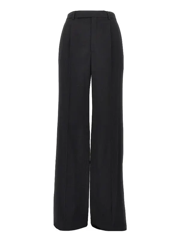 Saint Laurent Wool-blend Crepe Pants - Black