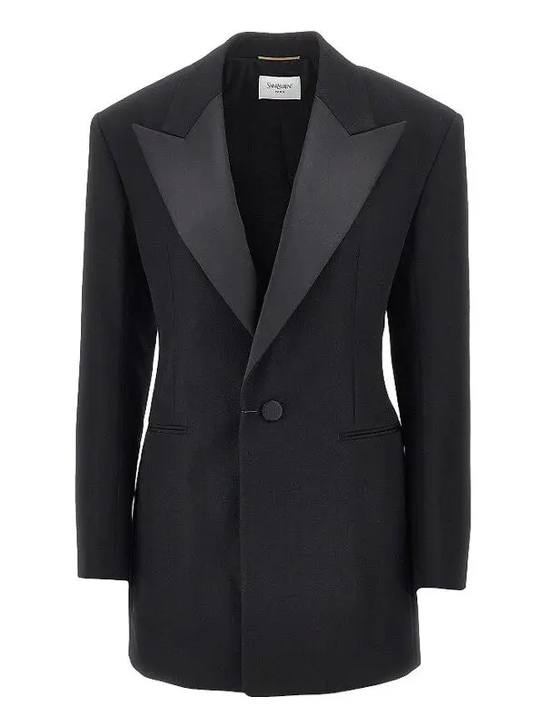 Saint Laurent Grain De Poudre Single-breasted Tuxedo Jacket - Black