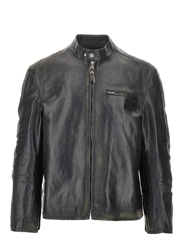 GOLDEN GOOSE Leather Biker Jacket - Black
