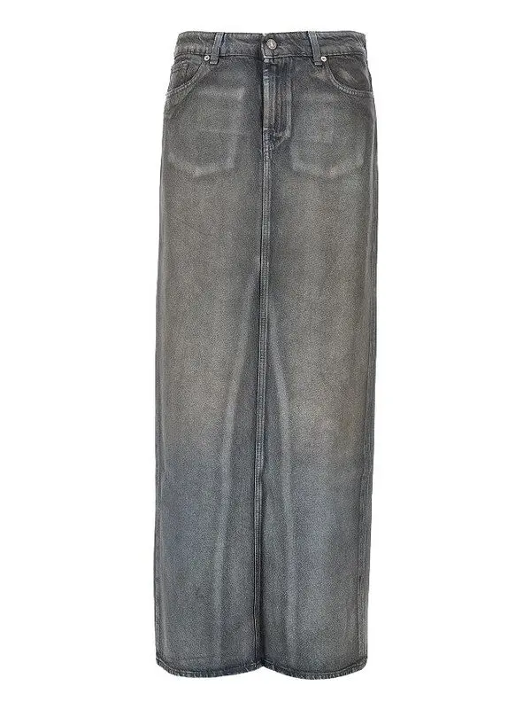 7 For All Mankind Nolita' Coated Denim Long Skirt - Grey