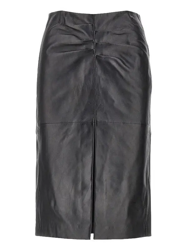 Isabel Marant Étoile Tuline' Leather Midi Skirt - Black