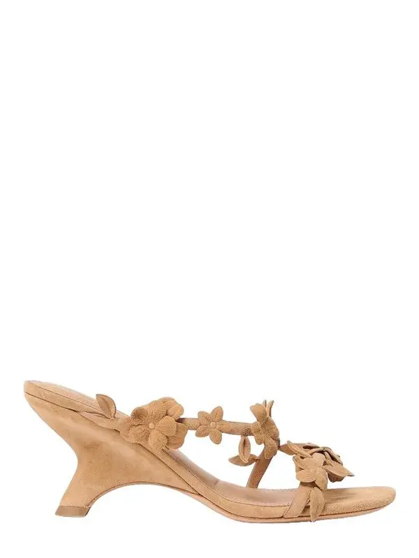 Simkhai Willow 75mm Flower-appliqué Suede Sandals - Light Camel