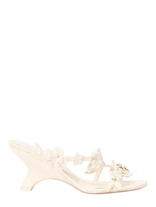 Simkhai Willow 75mm Floral-appliqué Leather Wedge Sandals - Ivory