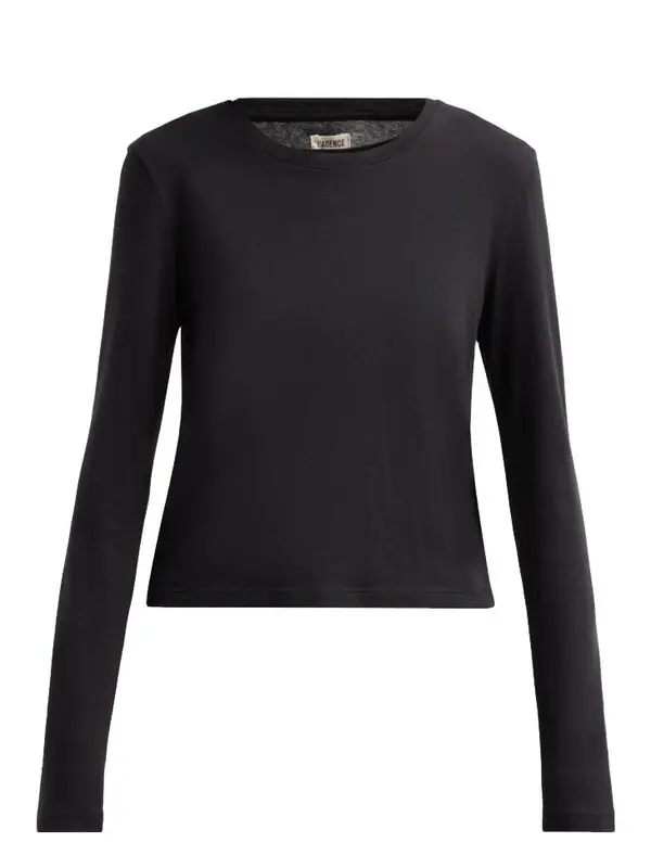 L'Agence Leanne Long-sleeve Crewneck T-shirt - Black