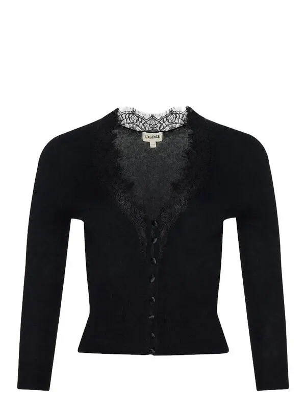 L'Agence Eluna Lace-trim Cardigan - Black