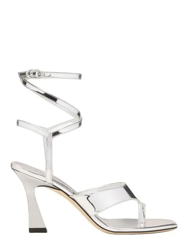 STUART WEITZMAN Vinnie 85mm Wrap Thong Leather Sandals - Silver