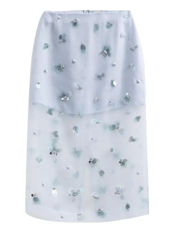 Simkhai Delilah Silk Midi Skirt - Periwinkle Sky