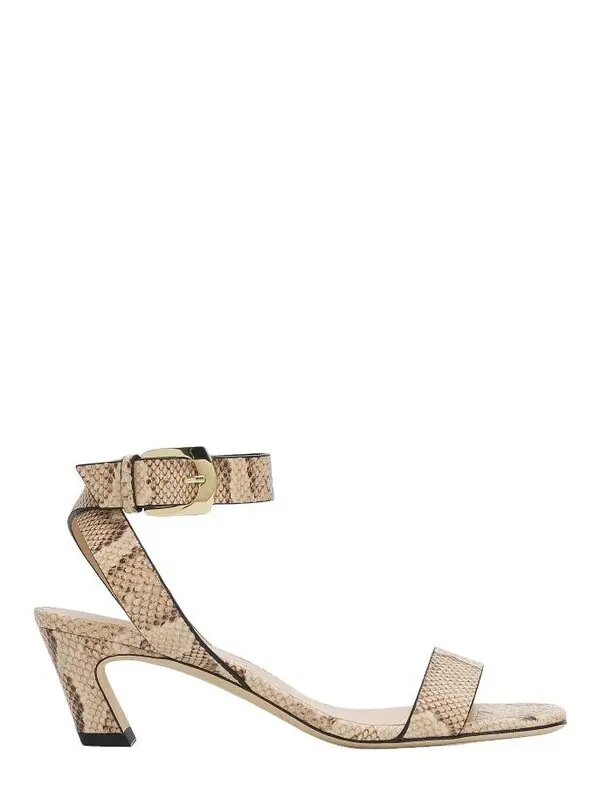 STUART WEITZMAN Sai 50mm Snake-embossed Leather Block-heel Sandals - Adobe