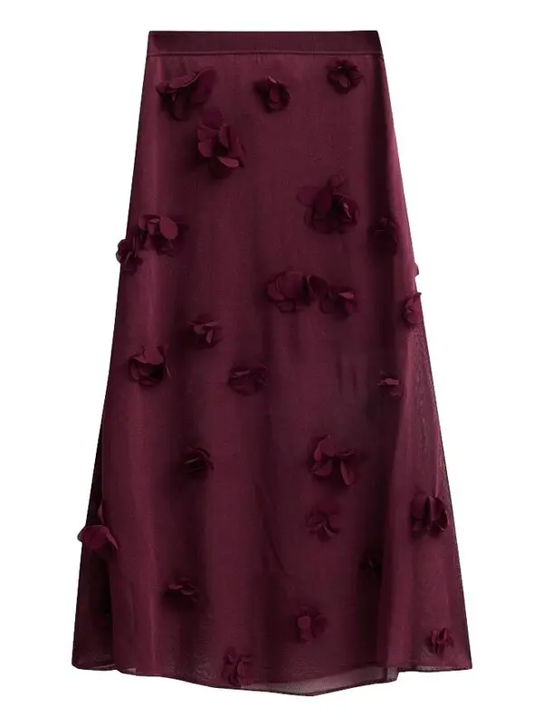 Simkhai Cora Floral Appliqué Midi Skirt - Fig