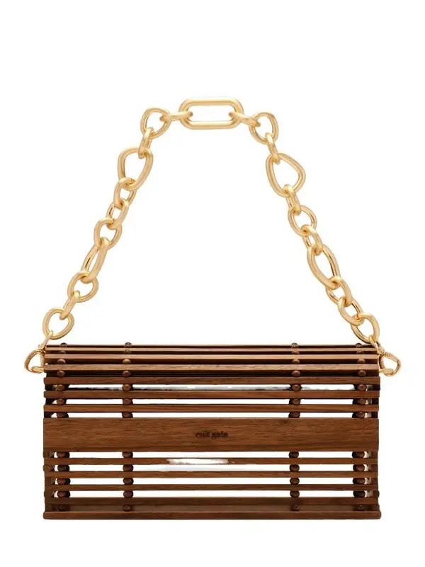 Cult Gaia Sylva Wooden Shoulder Bag - Walnut