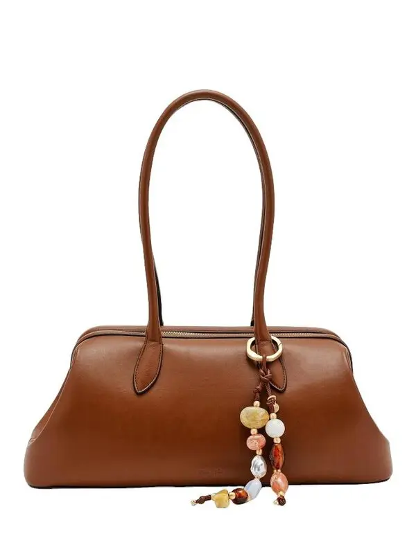 Cult Gaia Raia Bag Charm-detail Leather Satchel - Saddle