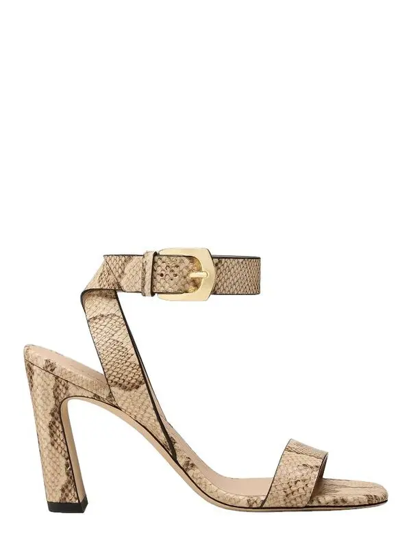 STUART WEITZMAN Sai 85mm Snakeskin-embossed Leather Sandals - Adobe