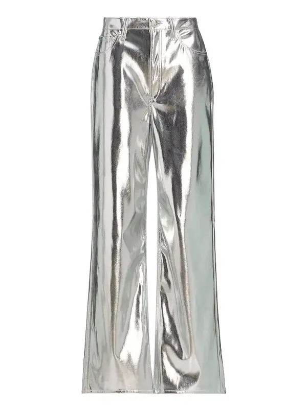 Rag & Bone Logan Metallic Faux Leather High-rise Wide-leg Pants - Silver