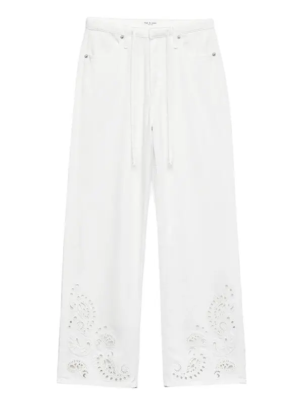 Rag & Bone Ultra Featherweight Phoebe Drawstring Pants - White Eyelet