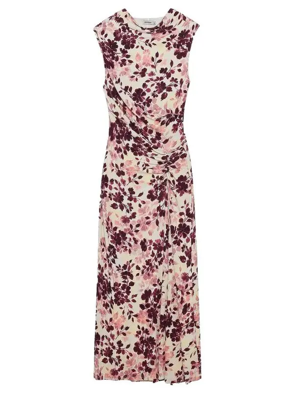 Simkhai Acacia Floral Jersey Midi Dress - Fig Multi