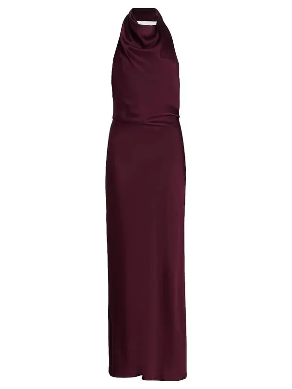 Simkhai Reannon Draped Satin Halter Gown - Fig