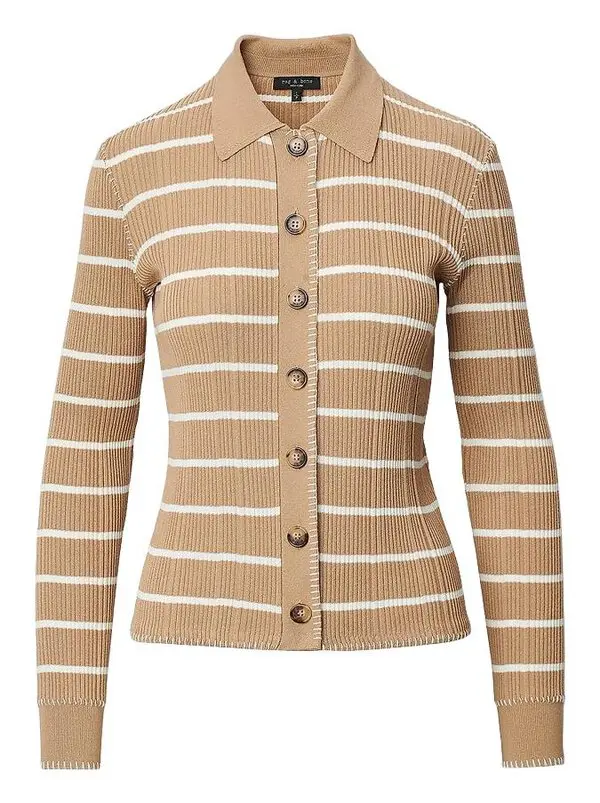Rag & Bone Harper Striped Cardigan - Camel