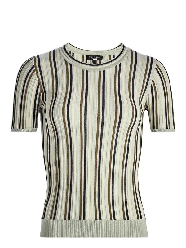 Rag & Bone Victoria Striped Rib-knit Top - Blue Multi