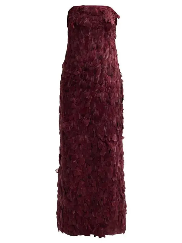 Simkhai Malvina Feather Strapless Gown - Fig
