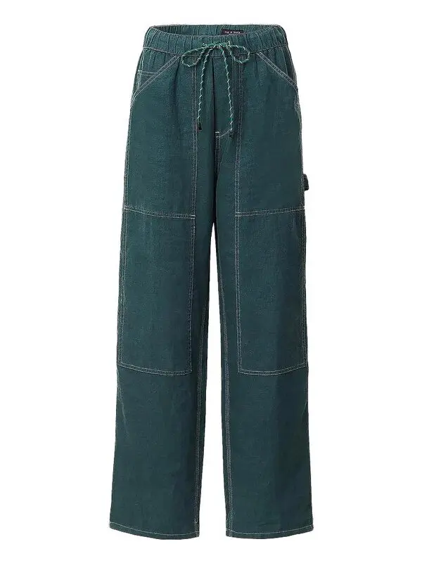 Rag & Bone Atlas Linen Straight-leg Drawstring Pants - Forest