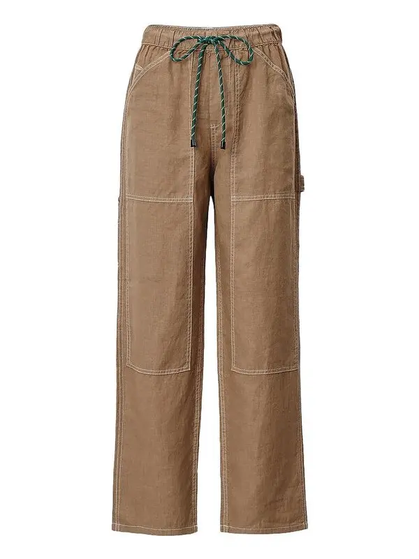 Rag & Bone Atlas Linen Straight-leg Drawstring Pants - Tan