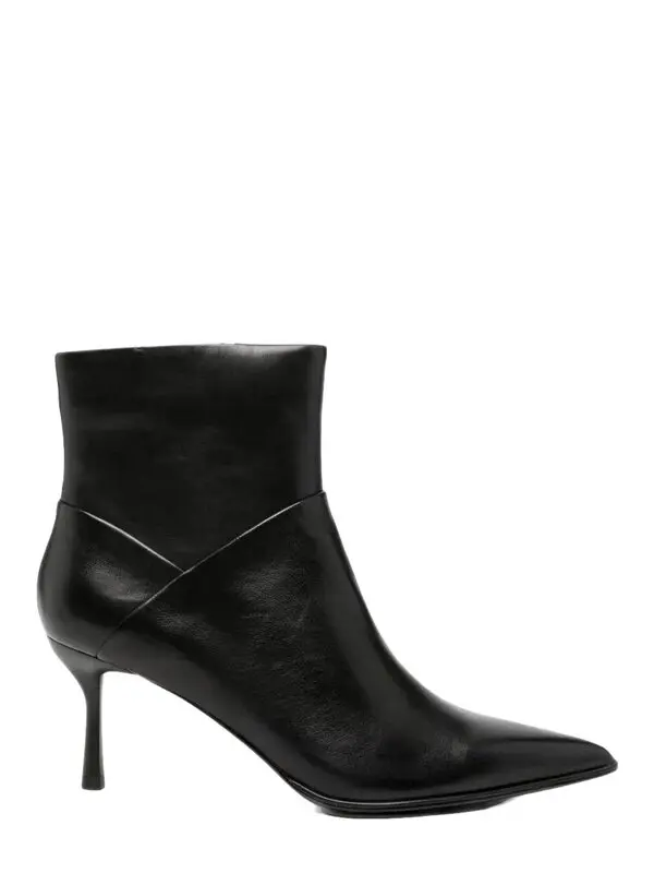 CAFÈNOIR Pointed-toe Leather Ankle Boots - Black