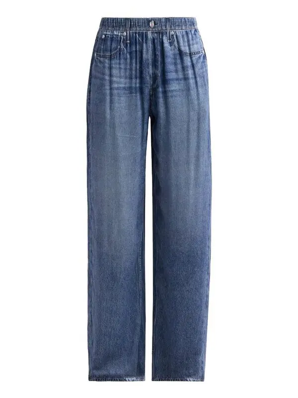 Rag & Bone Rb Miramar Slink Printed Wide-leg Pull-on Pants - Lagoon