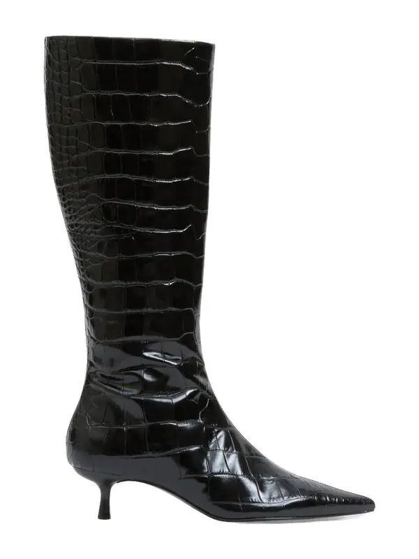 Simkhai Janine Croc-embossed Leather Knee-high Boots - Black