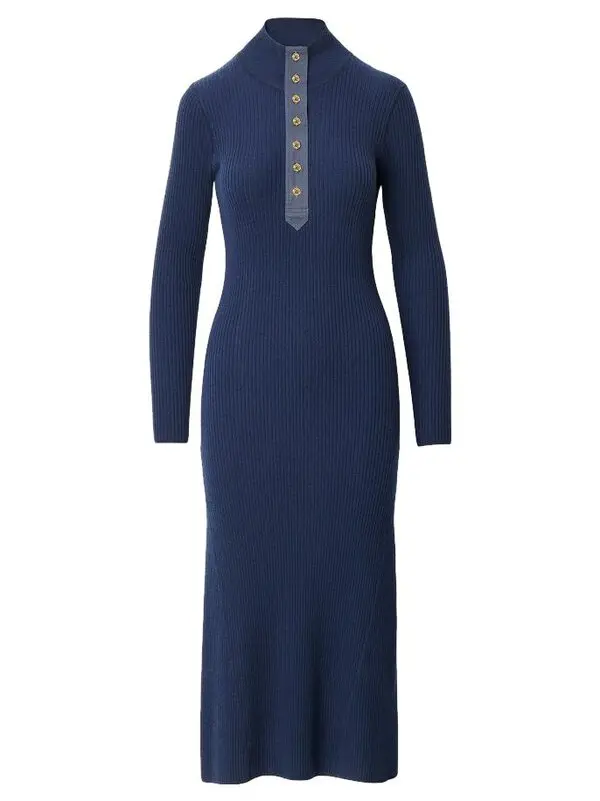 Rag & Bone Lucy Rib-knit A-line Midi Dress - Navy