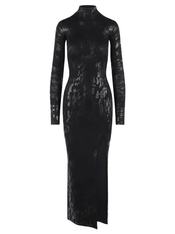 CFCL Metallic-effect Side-slit Midi Dress - Black
