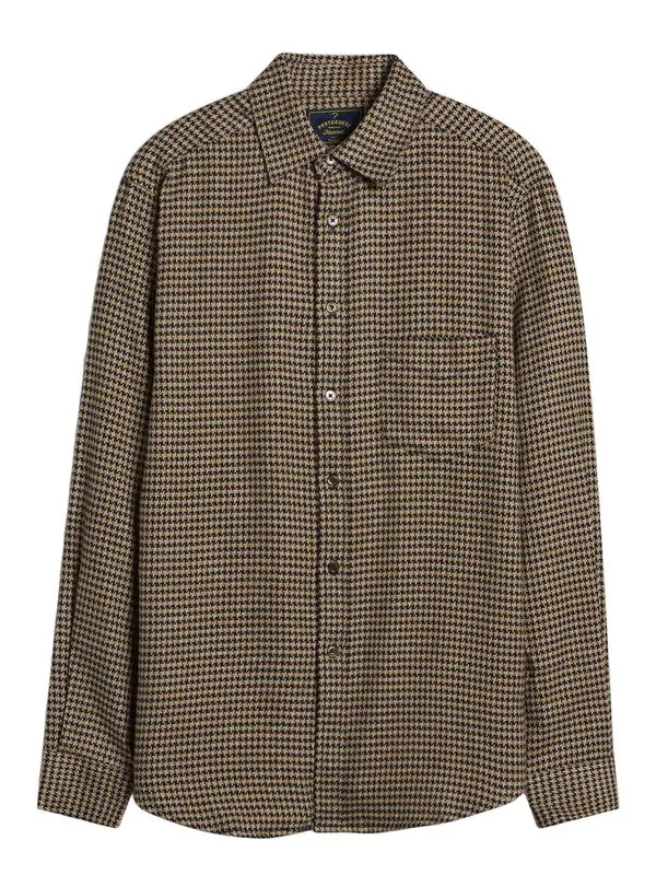 Portuguese Flannel Abstract Houndstooth Shirt - Navy