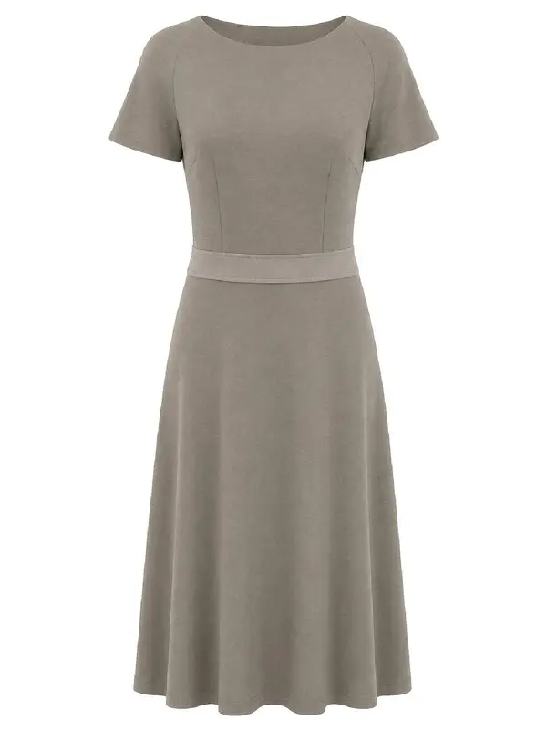 CONQUISTA Defined Waist A-line Dress - Brown