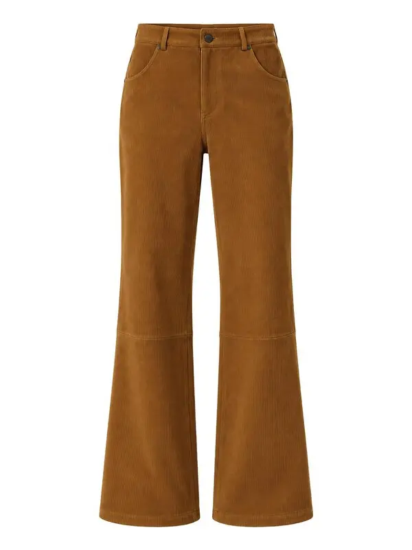 FRONT ROW SHOP Corduroy Suede Trousers Tobacco - Brown