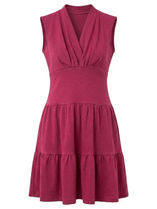 CONQUISTA Berry Breeze Sleeveless Tiered Jersey Dress - Pink