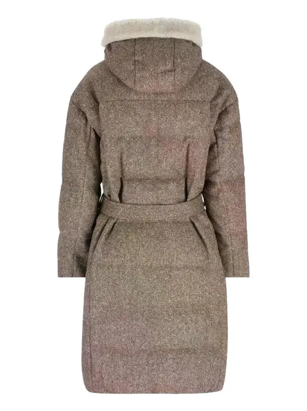 Brunello Cucinelli Belted Hooded Coat - Brown
