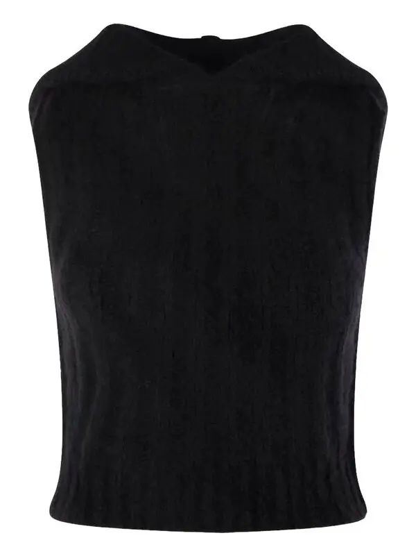 Rick Owens Ribbed-knit Hooded Top - Black