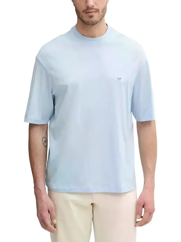 Emporio Armani Oversized Jersey T-shirt With Used-effect Logo Print - Blue