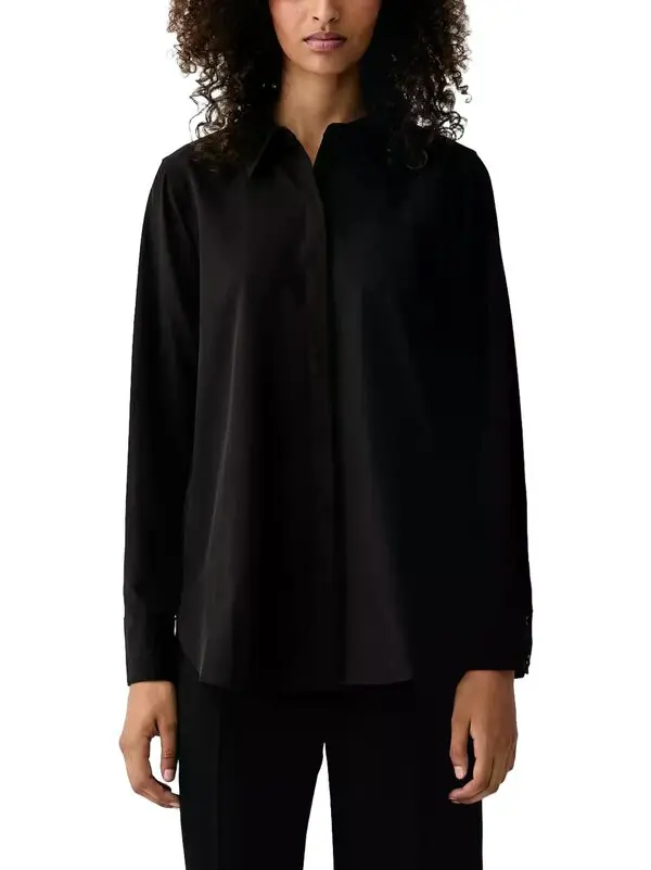 Dkny Concealed-front Shirt - Black