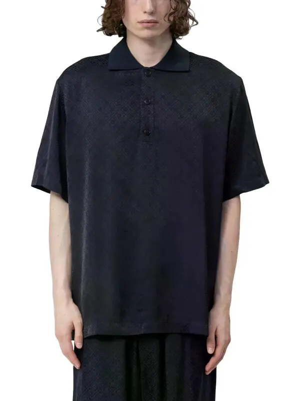 Casablanca Monogram-knit Polo Shirt - Blue