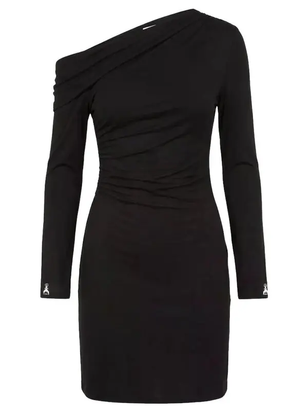 Patrizia Pepe Draped Wool Blend Midi Dress - Black