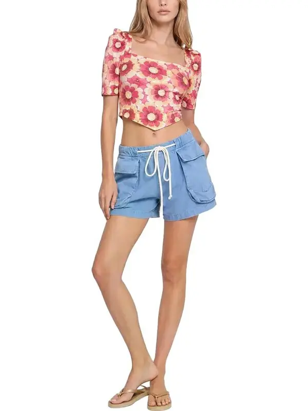 Free People Floral Puff-sleeve Top - Pink