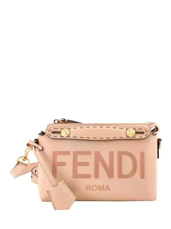 Fendi Logo The Way Embossed Leather Mini Satchel - Neutrals