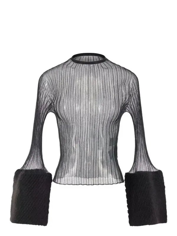CFCL Ribbed-knit Long-sleeve Top - Black