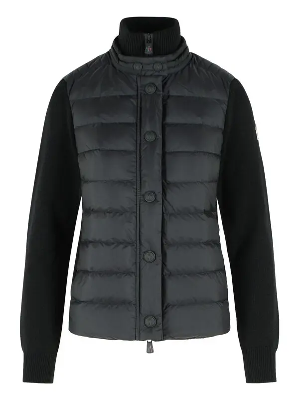 Moncler Virgin Wool Blend Padded Cardigan - Black